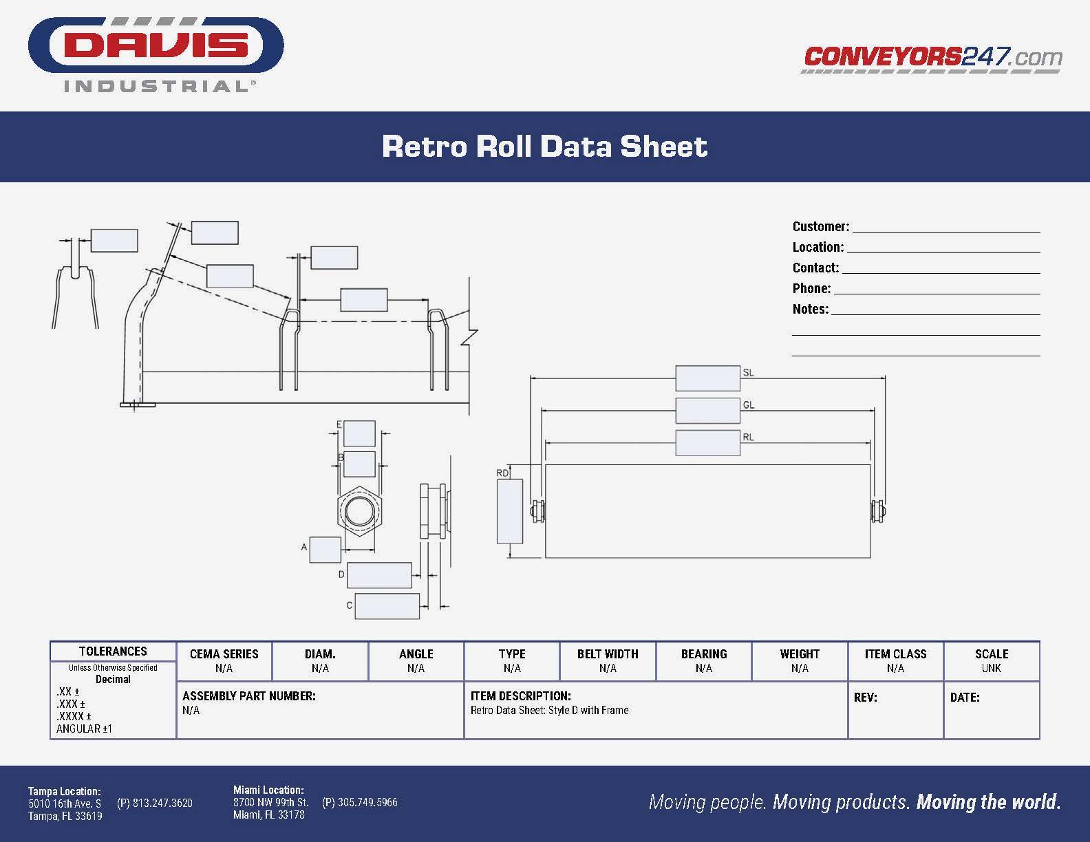 Equipment & Parts Specifications Forms | Davis Industrial